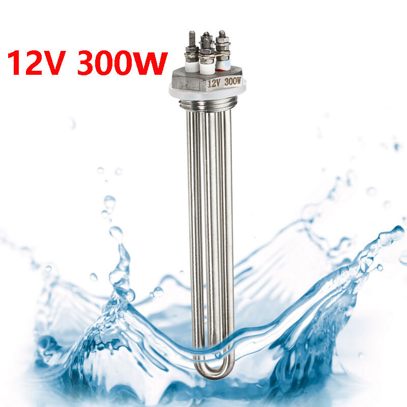 12V 300W Stainless Steel Immersion Water Heater Electric Tube Heating ...