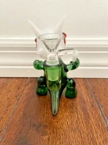 5" Premium Glass Water Pipe Art Green Cubone Pokemon Mini Bubbler 14mm ...