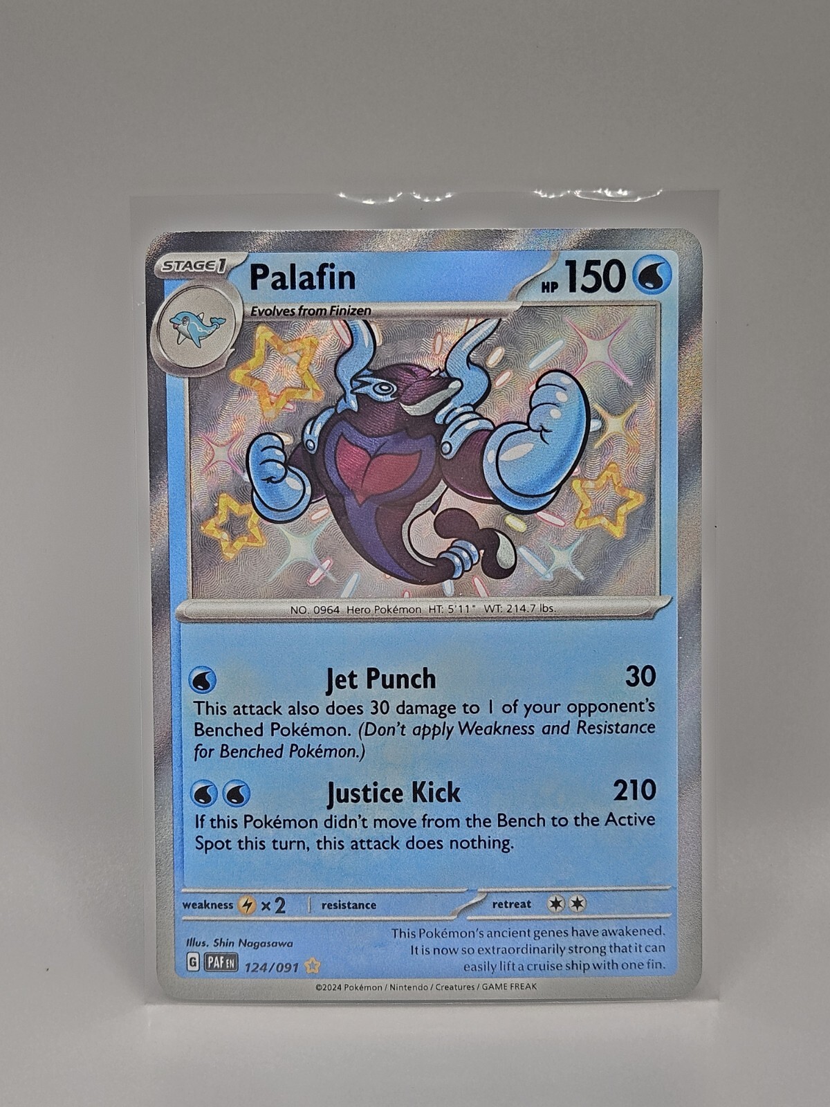 Palafin 124/091 Holo Shiny Rare Pokémon TCG Scarlet & Violet Paldean ...