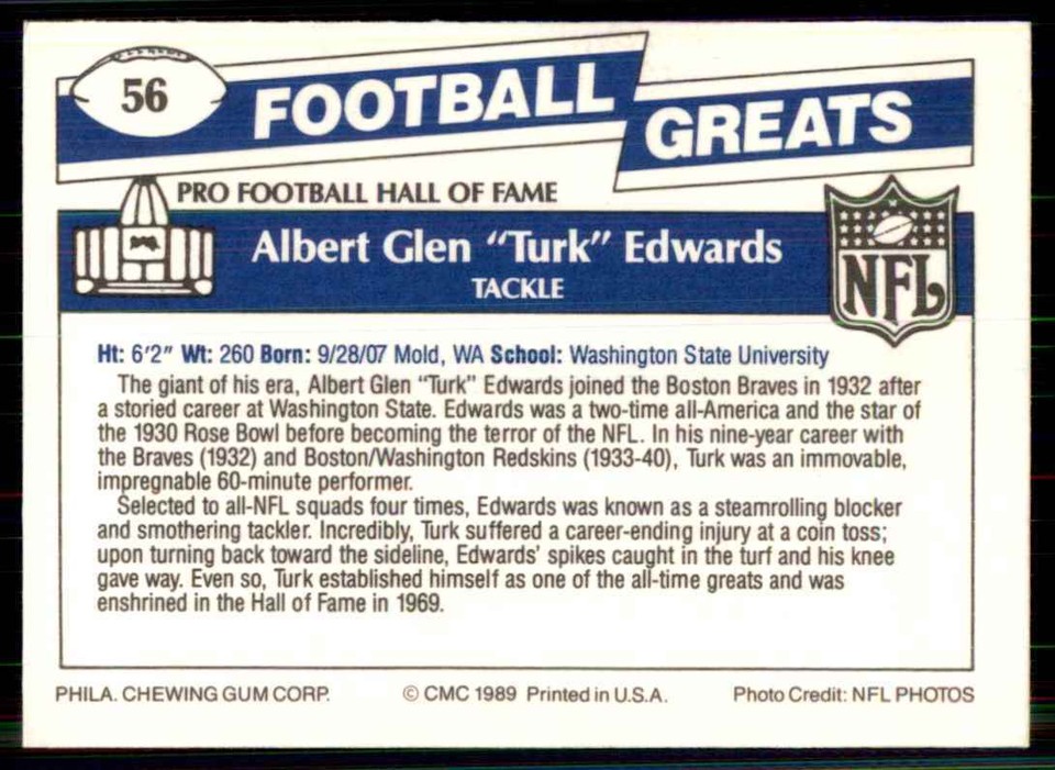 1989 Swell Greats Turk Edwards Boston Braves #56 | eBay
