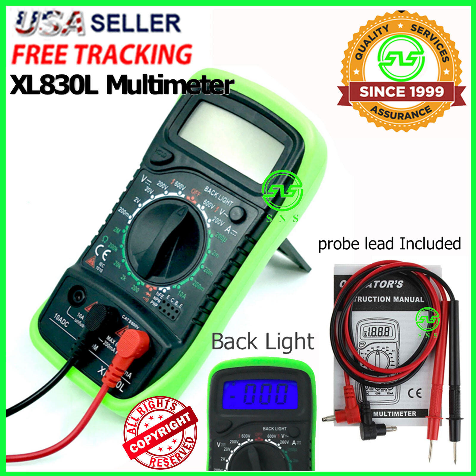 LCD Digital MULTIMETER Voltmeter Ammeter Ohmmeter Volt AC DC Tester ...