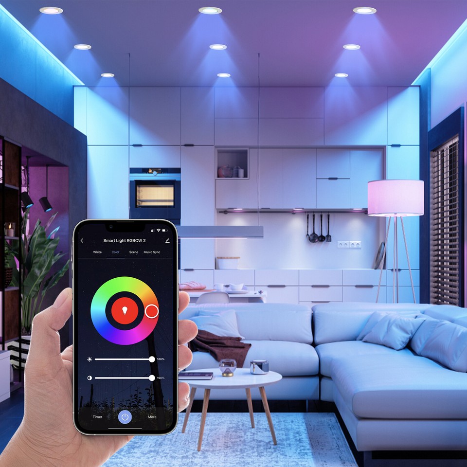 Smart Recessed Lighting 4 Inch Color Changing 12W LED Downlight Ceiling ...