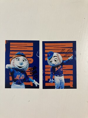 Mrs. Met Mr. Met Autograph Auto Signed Cards Card New York Mets Mascot ...