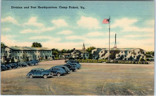 CAMP PICKETT, VA Virginia Division & Post HEADQUARTERS WW2 Linen ...