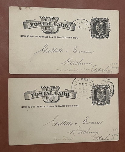1883 SALT LAKE CITY UTAH TERRITORY BANKER AD POSTAL CARDS ! KETCHUM ...