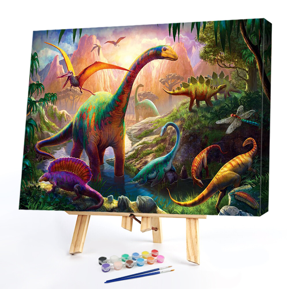 DIY Paint By Number Kit Dinosaur Animal Acrylic Paint Art Craft ...