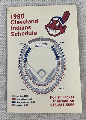 1980 Cleveland Indians Baseball Pocket Schedule - Ticketron | eBay
