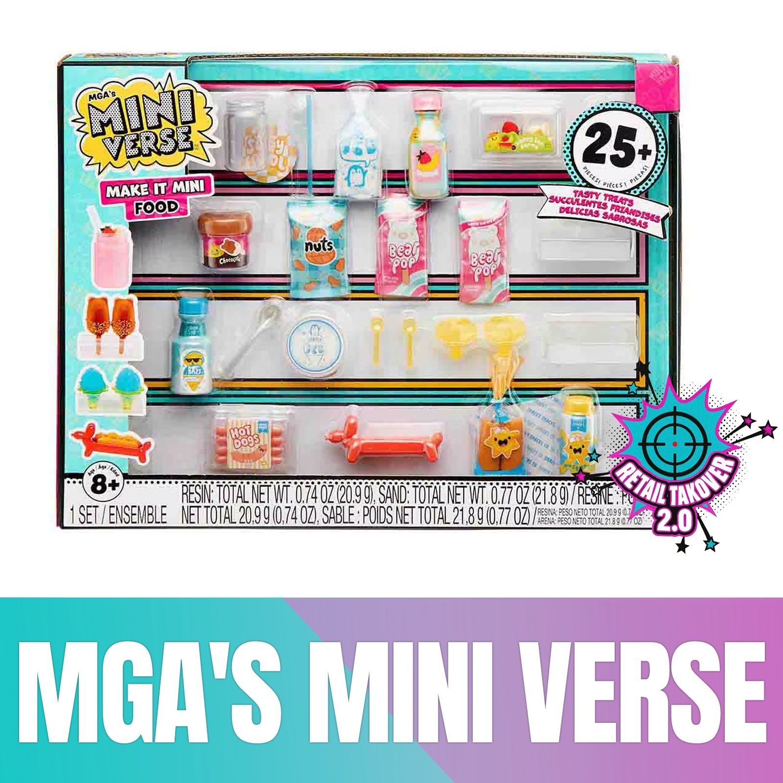 MGA's Mini Verse Make It Mini Food Tasty Treats Set, 25 Pieces New