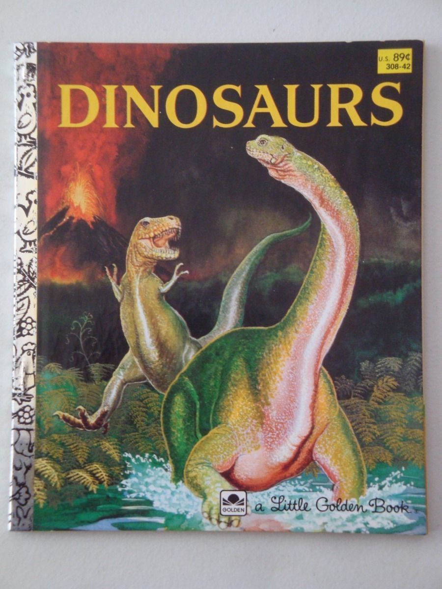 1959 Little GOLDEN Book DINOSAURS 1970s FILE COPY UNCIRCULATED UNOPENED ...