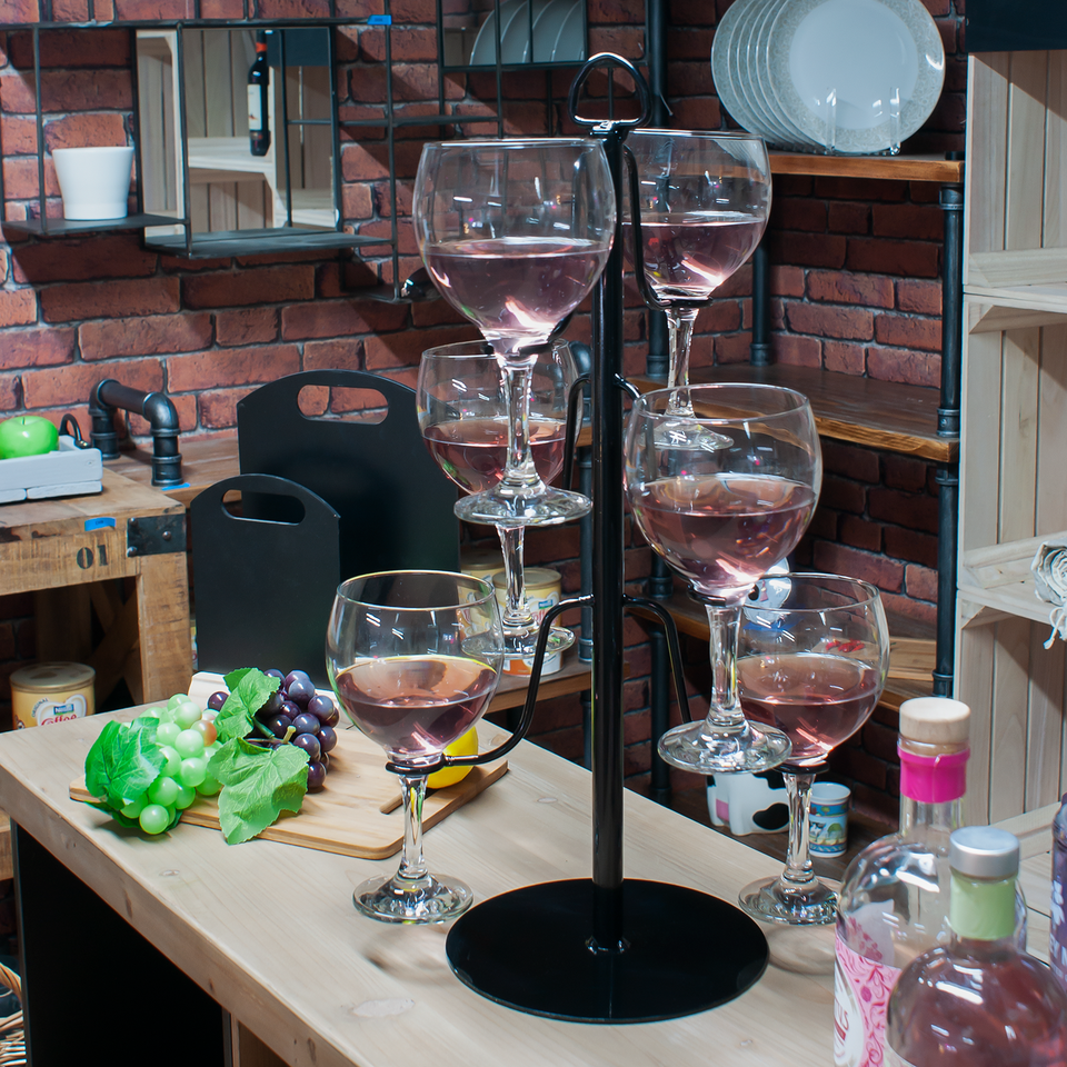 6x Glass Gin Tree in Black - Cocktails Drinks Server & Storage (K150 ...