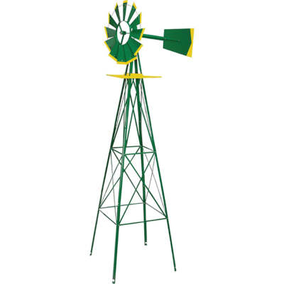 8' Decorative Windmill, Green with Yellow Accents | eBay