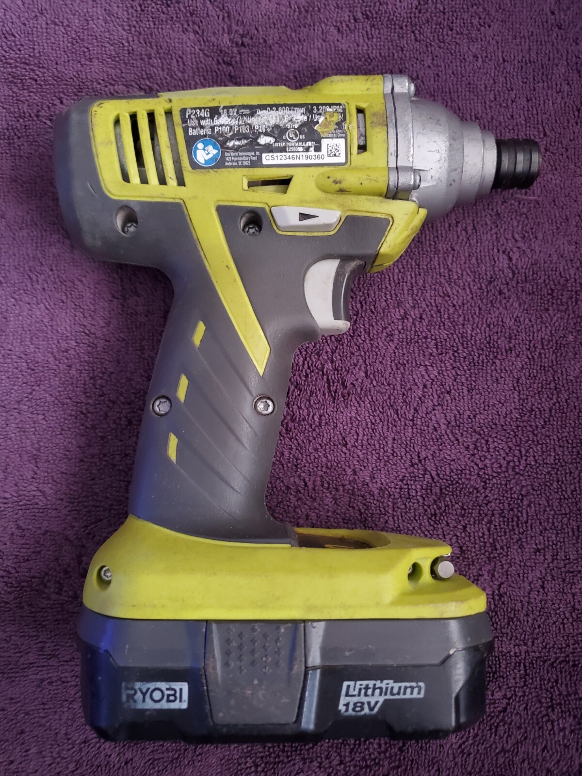 RYOBI P234G 18V IMPACT DRIVER + P102 18V LITHIUM BATTERY VERY GOOD | eBay