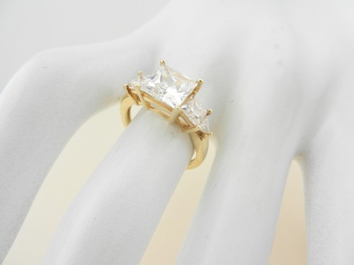 14k Yellow Gold 4CTW Princess Cut CZ Promise Engagement Wedding Ring Sz ...