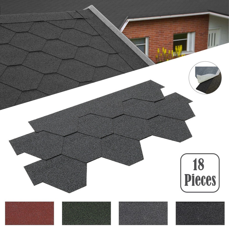 18PCS Asphalt Shingles Felt Roofing Shingles Shed Roof Sheet Tiles Self ...