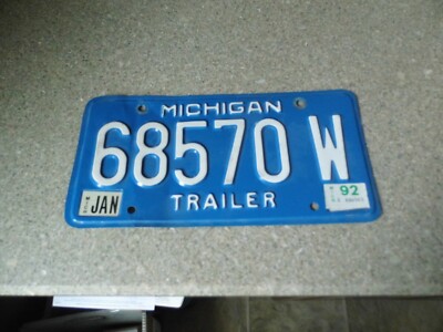 Vintage 1990's Michigan Trailer License Plate - 68570 W | eBay