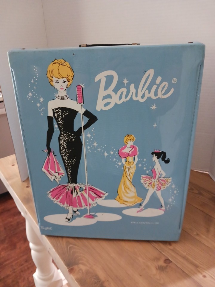 Vintage 1962 Barbie Double Wardrobe Doll Case Ponytail Blue Mattel Case ...