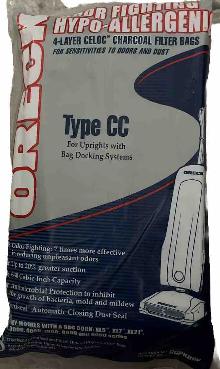8-Pack Oreck Type CC HEPA Celoc Charcoal Filter Vacuum Bags CCPK80F | eBay