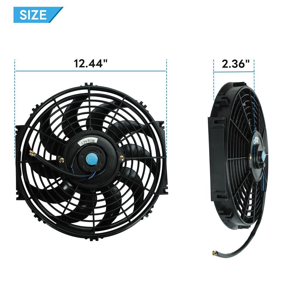 12" inch Universal Slim Fan Push Pull Electric Radiator Cooling 12V ...