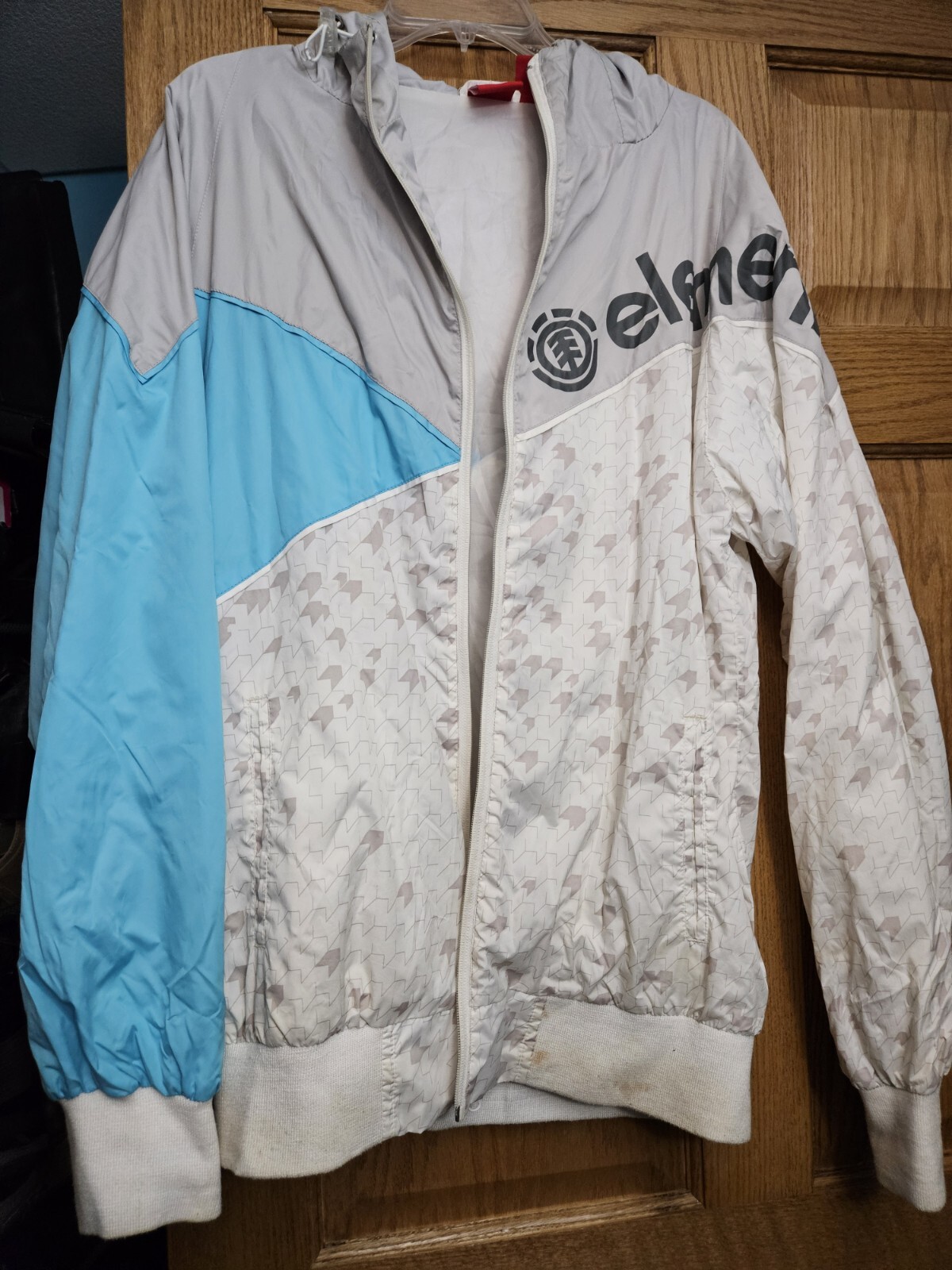 Men Element Skateboard Logo Blue Gray Tan Full Zip Windbreaker Jacket ...
