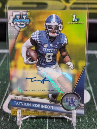 2023 Bowman University Chrome Tayvion Robinson Yellow Refractor Auto 28 ...