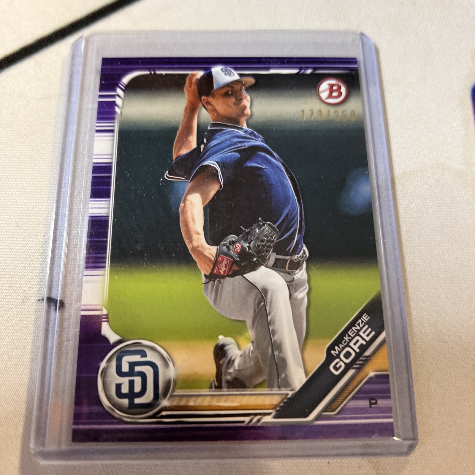 MacKenzie Gore RC 2019 Bowman Draft Purple #BD103 Serial #'D /250 ...