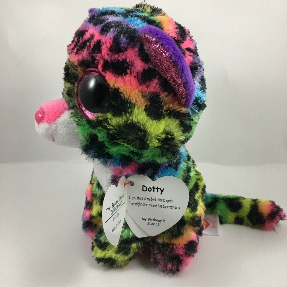 Ty Beanie Boos DOTTY the Rainbow Leopard (6 Inch) Plush Stuffed Toy ...