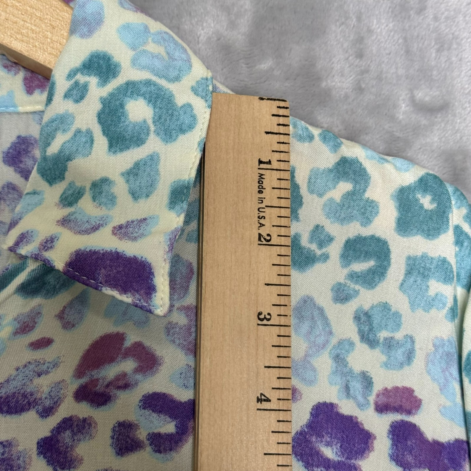 Entro Top Womens Small Blue Purple Leopard Print Button Front Boxy ...