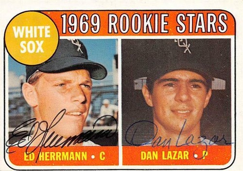 Ed Herrmann Dan Lazar autographed baseball card 1970 Topps #439 White ...