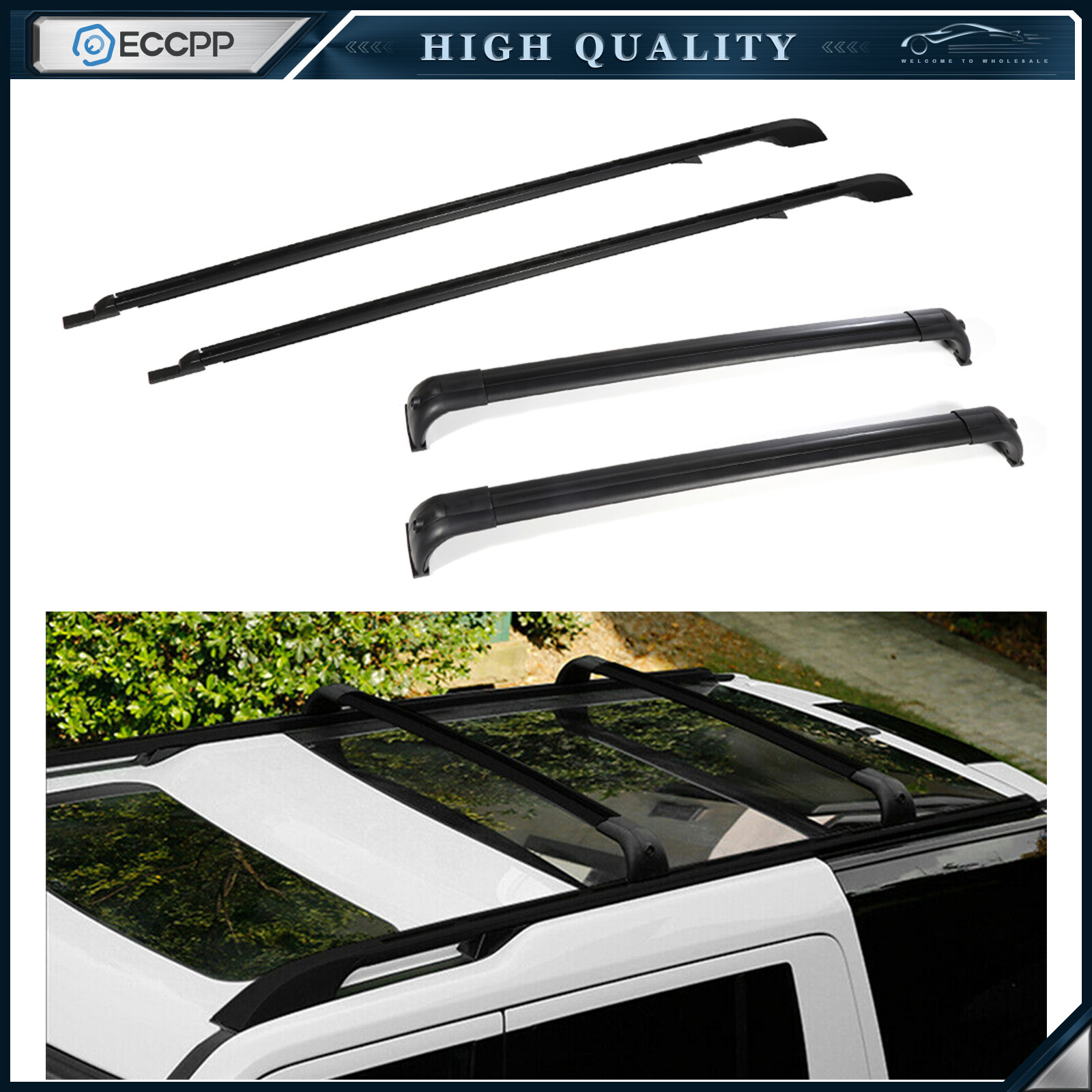 For 2005-2016 Land Rover LR3 LR4 Roof Cross Bar + rail Luggage Cargo ...