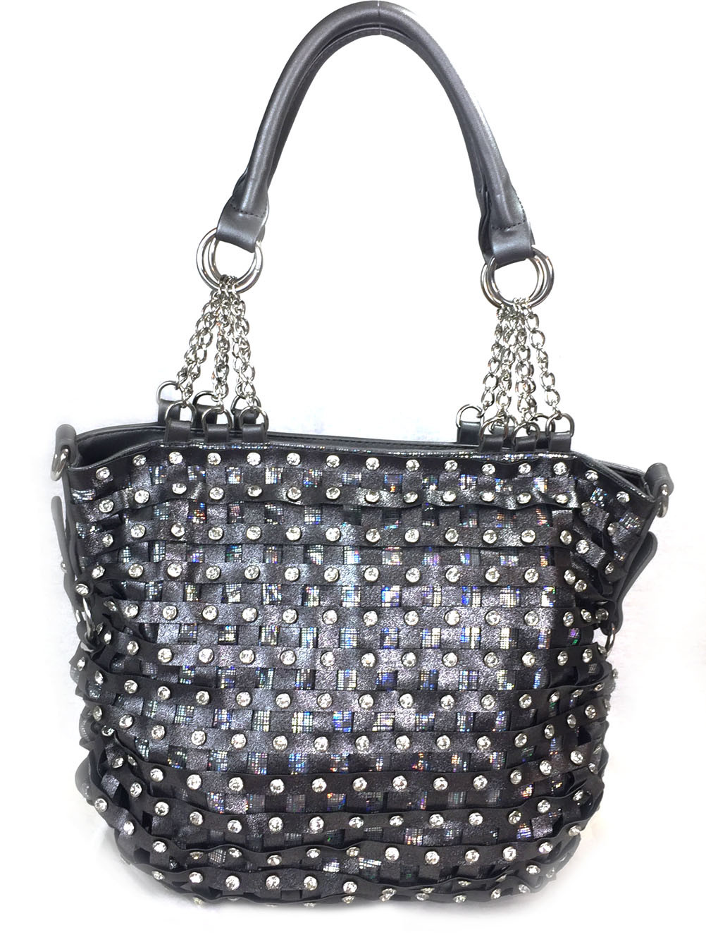 Zzfab Premium Classic Net Bling Handbag Rhinestone Sparkle Purse Silver ...