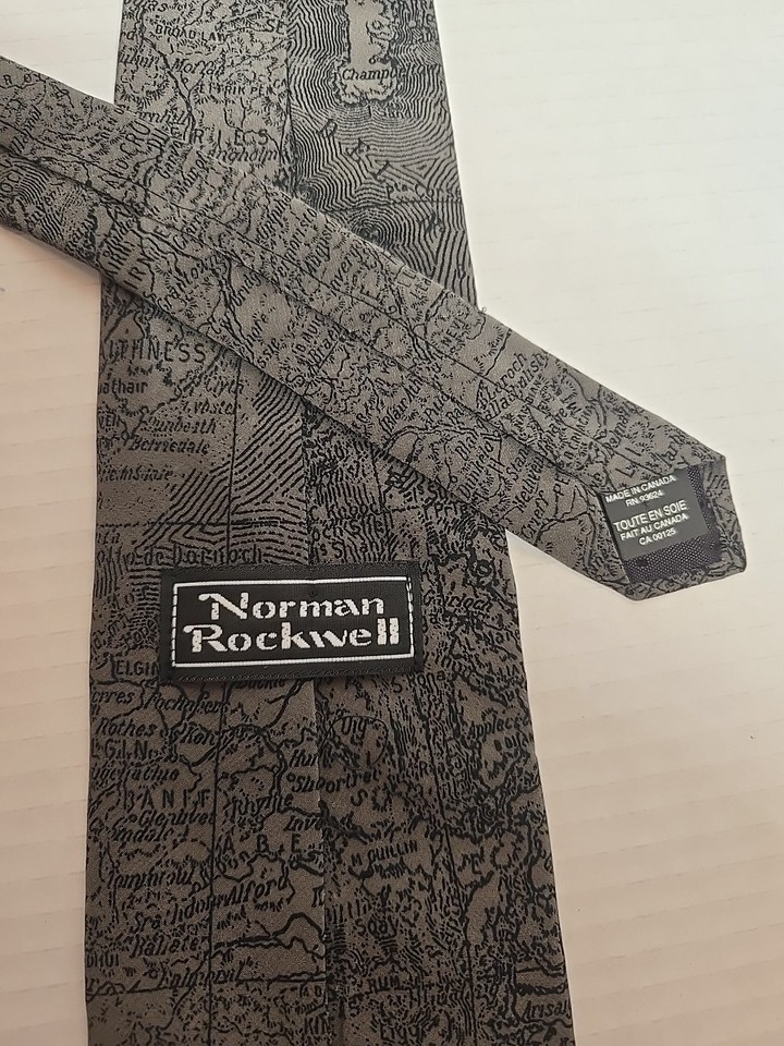 Vintage Tie Silk Norman Rockwell The Saturday Evening Post Santa Map ...