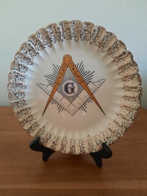 Vintage Masonic Mason Freemason Collector Plate – 10” Floral 23k Gold ...