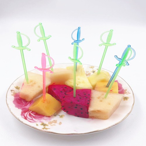40pcs Mixed Color Plastic Epee Buffet Sticks For Fruits Cocktail Snack ...