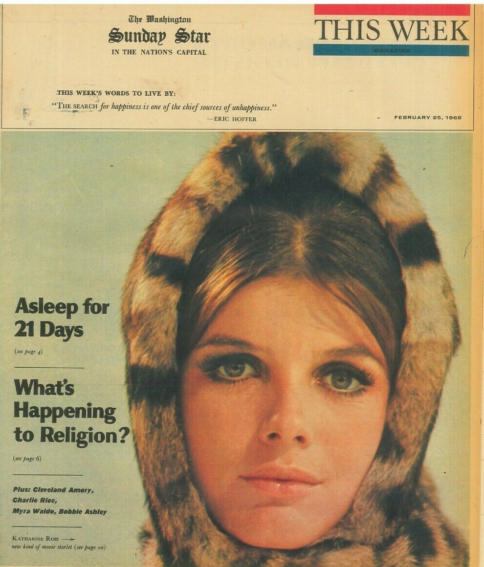 This Week Magazine February 25 1968 Leonard C Lewin Katharine Ross Myra ...