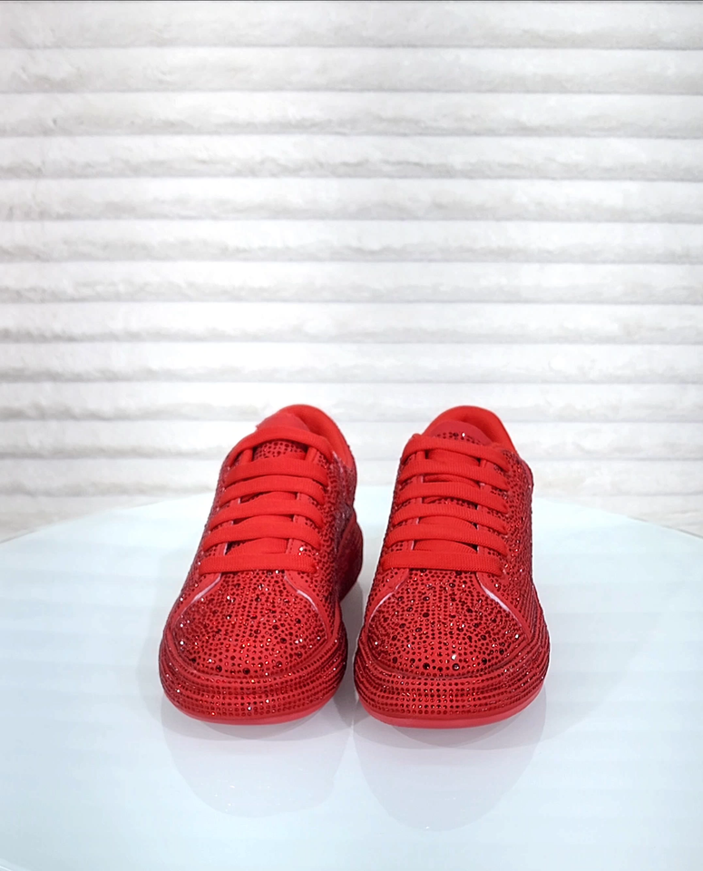 Dazzle Cush Red Rhinestone Comfy Platform Sneakers Tennis Shoes | eBay