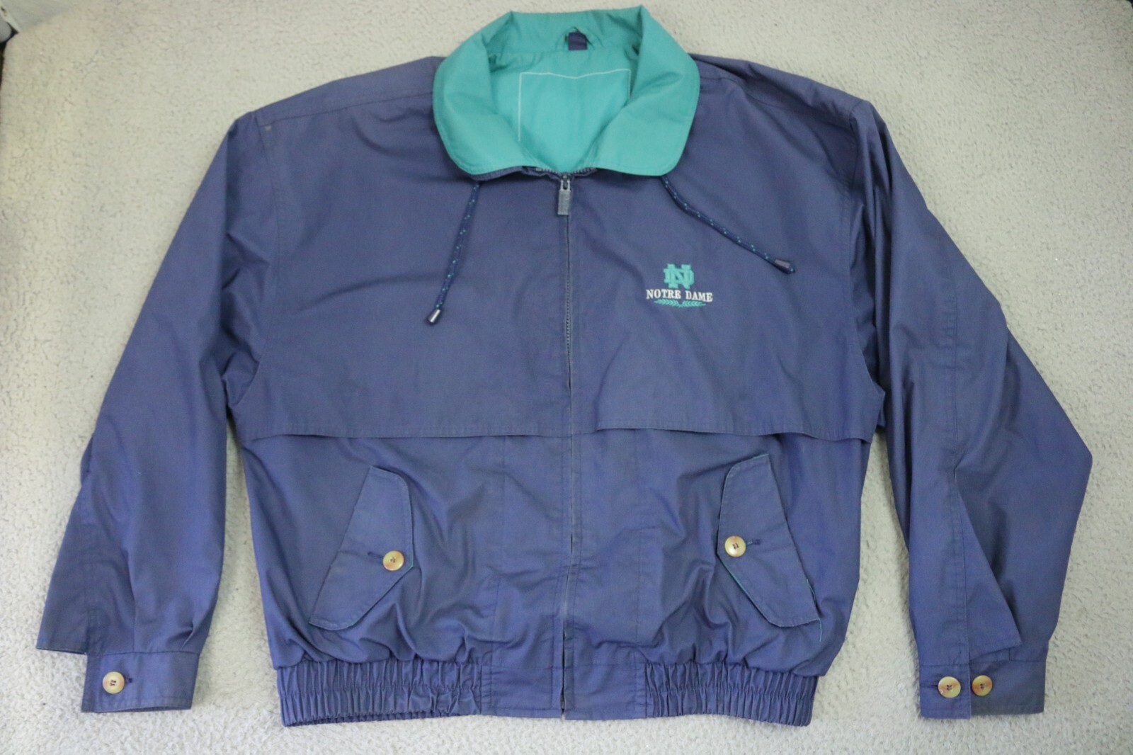 Vintage Notre Dame Fighting Irish Jacket Men's Large Blue Full Zip ...