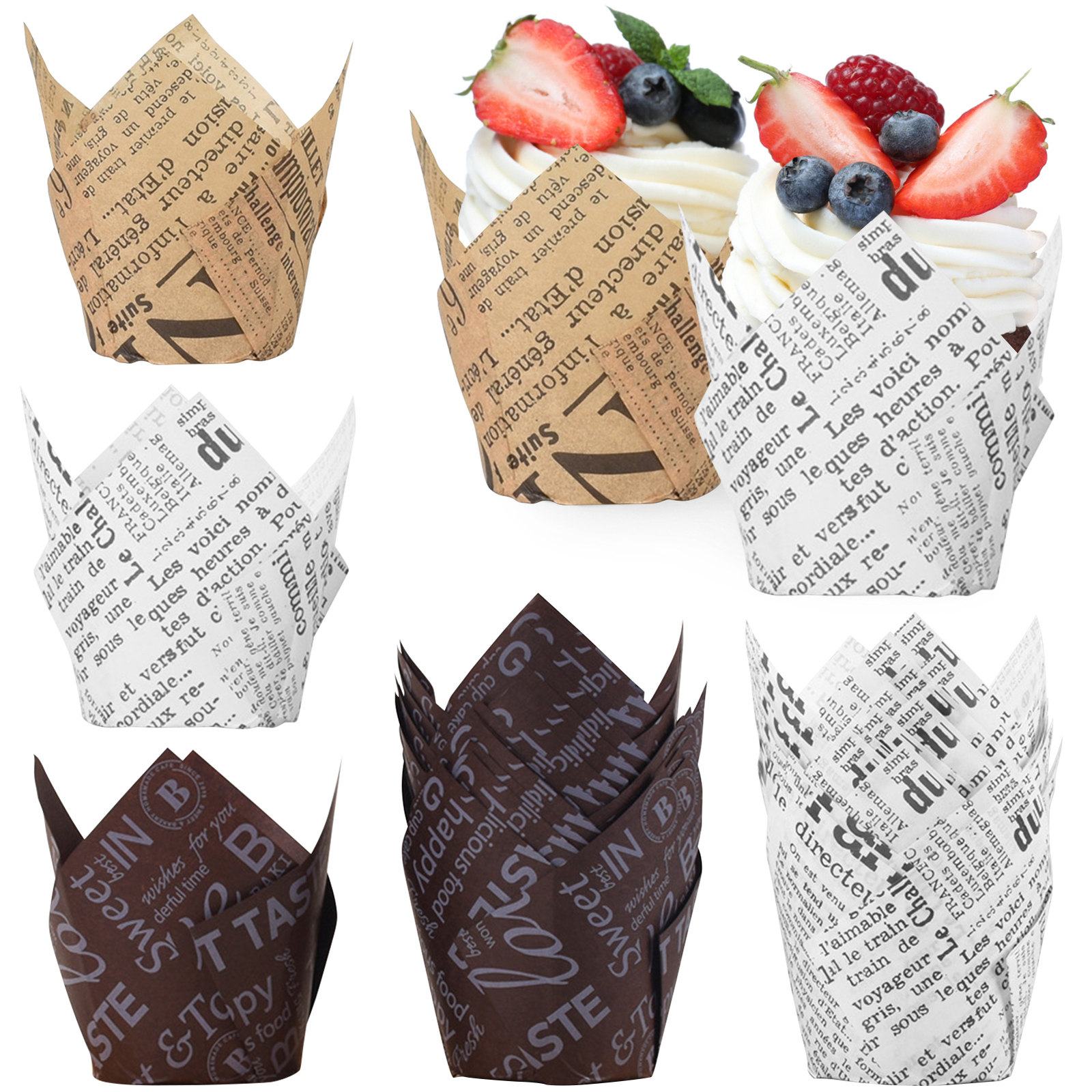 150pcs Cake Muffin Wrapper Wedding Home Cupcake Liner Tulip Shaped ...