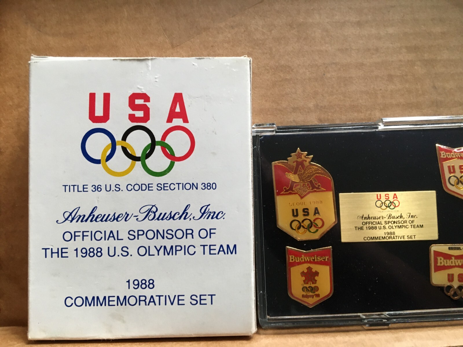 Vintage 1988 Olympic Commemorative Pin Set by Anheuser Busch USA + HELP ...