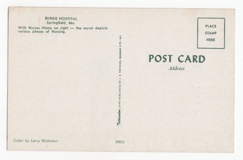 Burge Hospital Street View Springfield Missouri MO Vintage Postcard | eBay