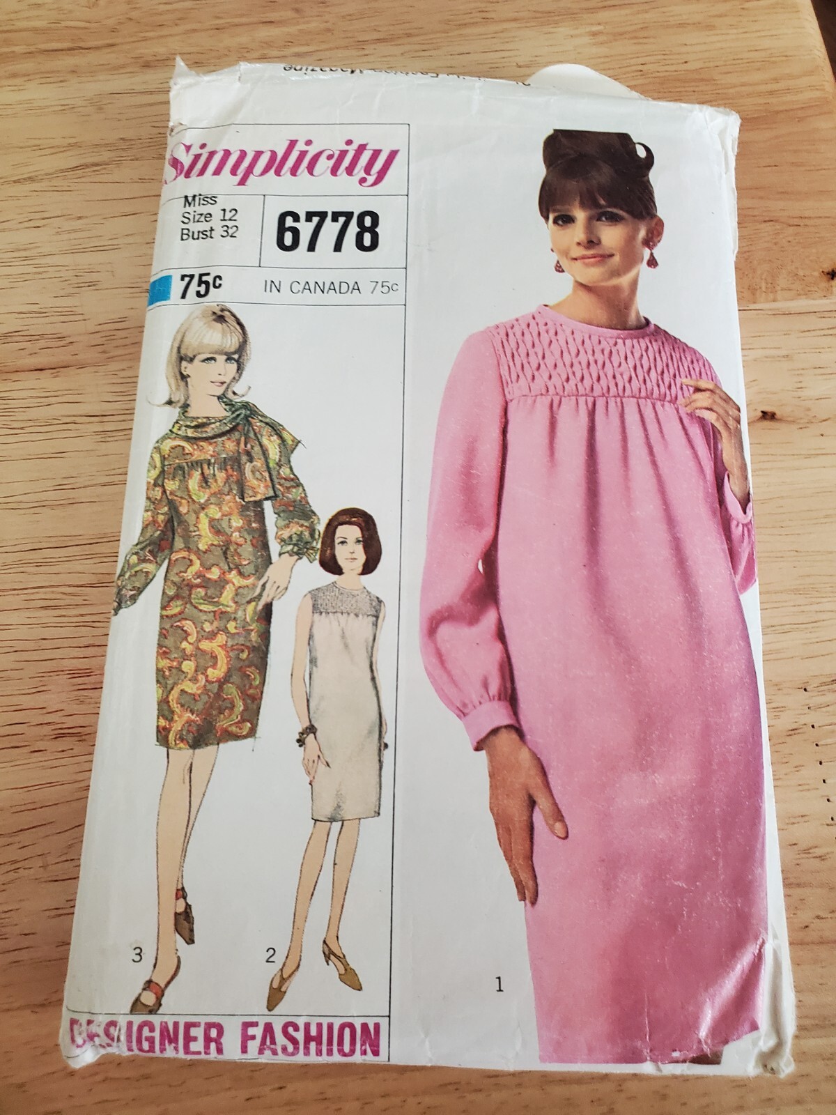 Simplicity Pattern 6778 Misses One Piece Dress And Scarf Size 12 Vtg ...