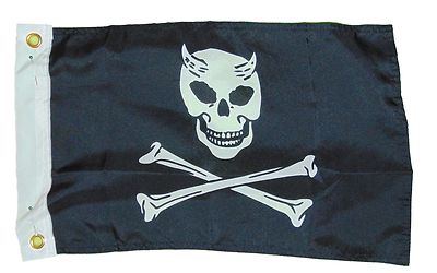 Devil Pirate Jolly Roger Skull Flag Polyester 12 X 18 Inches Boat Bike ...
