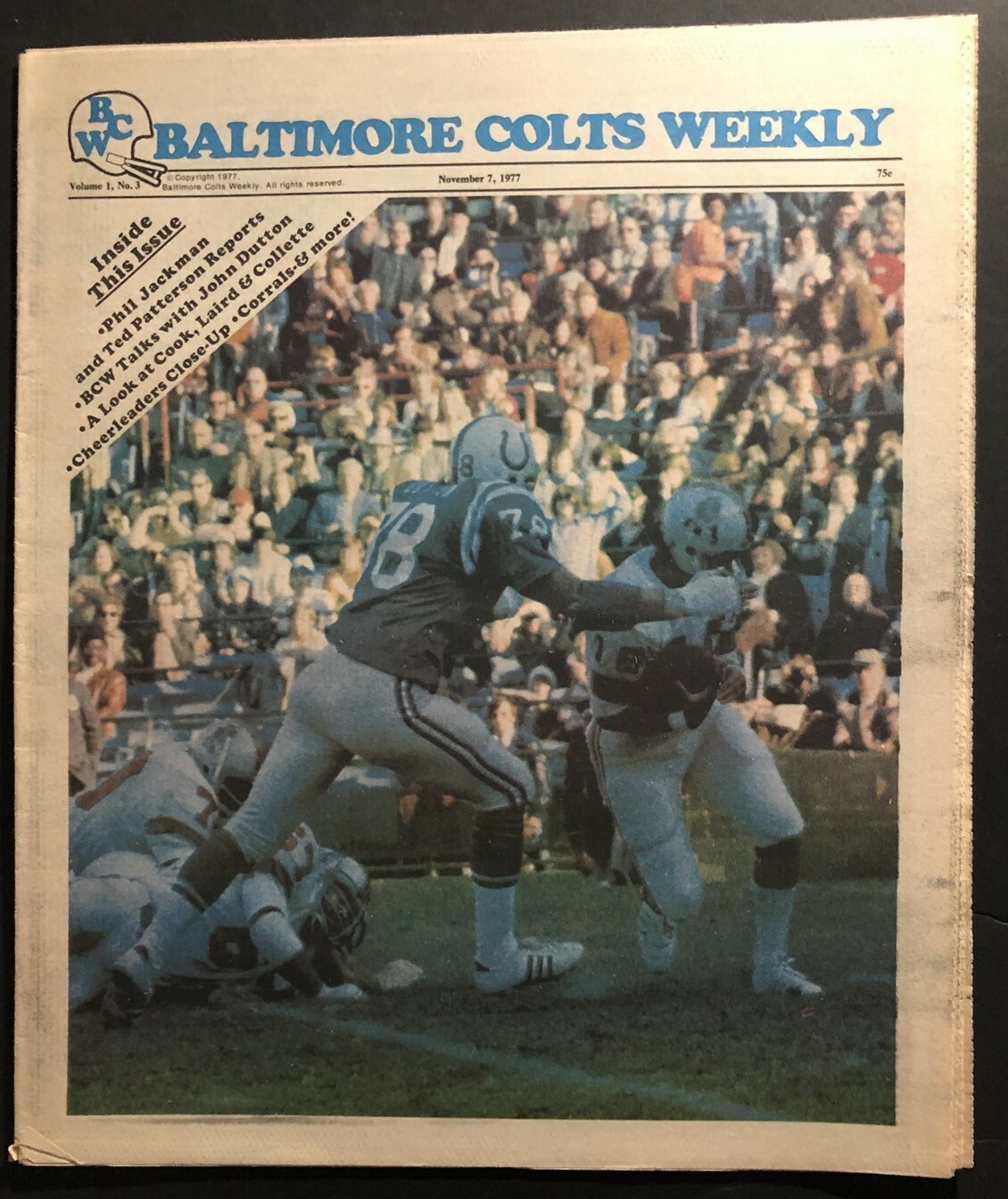 1977 BALTIMORE COLTS Weekly Colts vs Patriots JOHN DUTTON Steve GROGAN ...