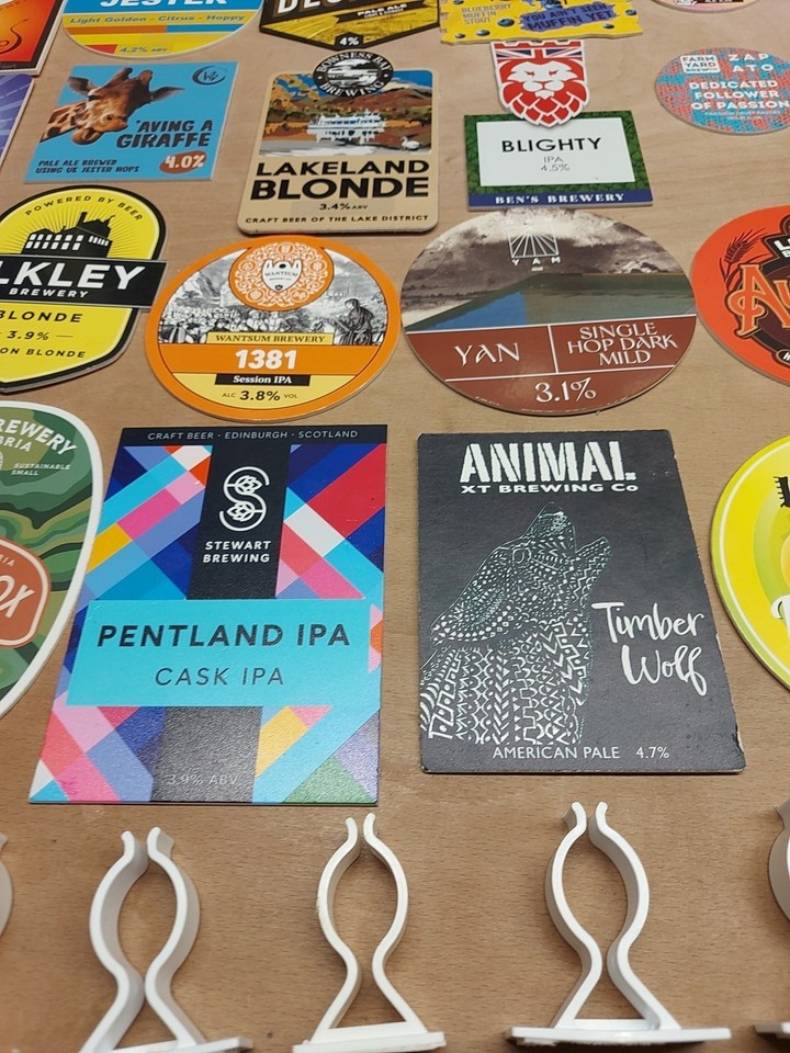 Job Lot Of 20 Beer Pump Badges + 5 Used Clips - Mixed Brewerys Badges ...