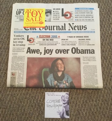 PRESIDENT OBAMA The Journal News Newspaper~November 6, 2008 Complete | eBay