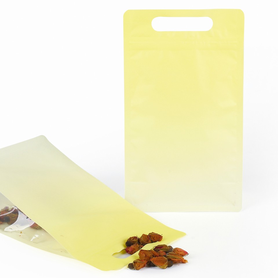 25 Yellow Rice Paper Reclosable Zip Bags w. Clear Side Gusset Food ...