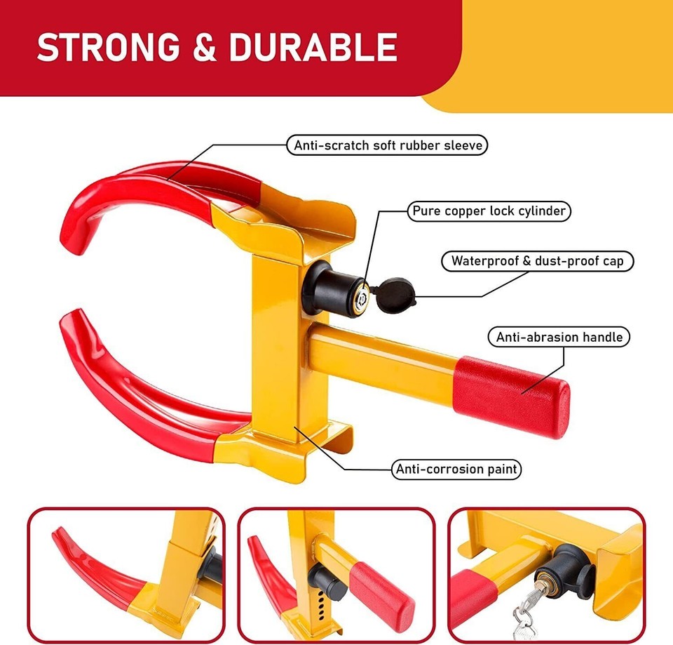 Cartman Heavy Duty Trailer Lock Wheel Clamp 2 Pack 4 Alike Keys | eBay