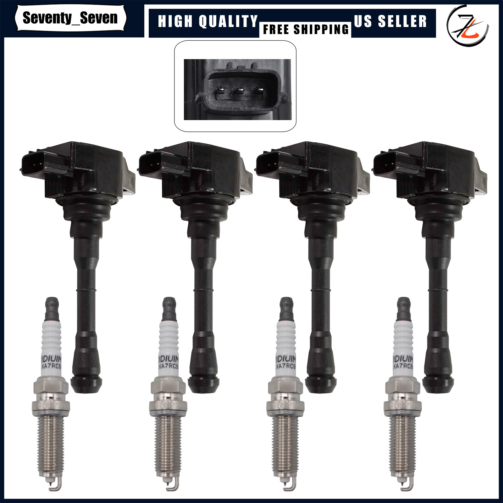 22448-1KC0A Ignition Coil & Spark Plug Set Kit For 2017 Nissan Sentra 1 ...