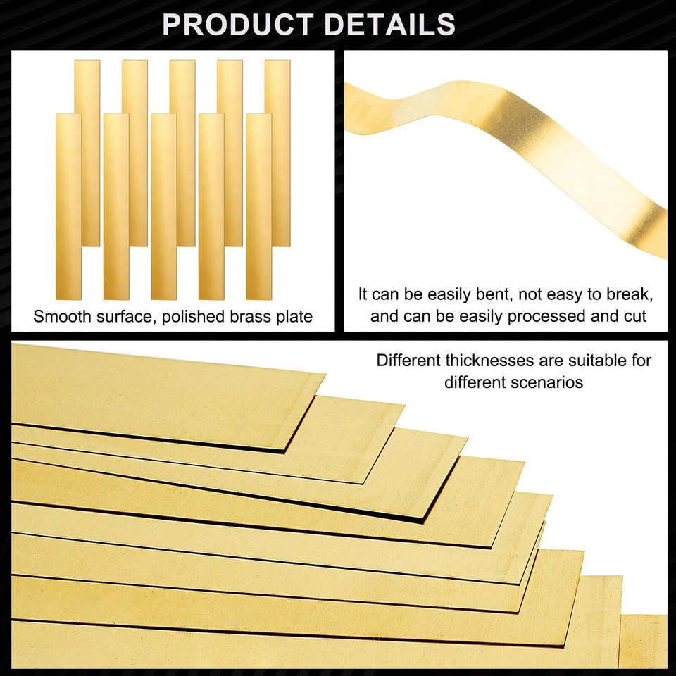 10 Pcs Brass Strip Shim Stock 1" Width x 12" Length Metal Shims Brass ...