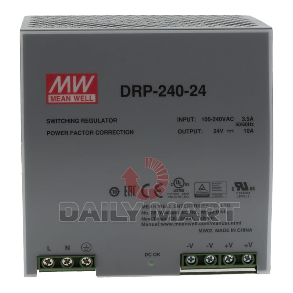 New In Box MEANWELL DRP-240-24 Power Supply 24V 10A | eBay