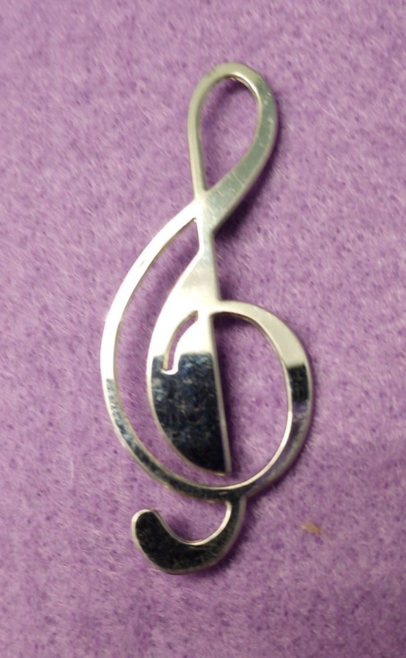 Silver G Clef Pin Jewelry 2.25" tall | eBay